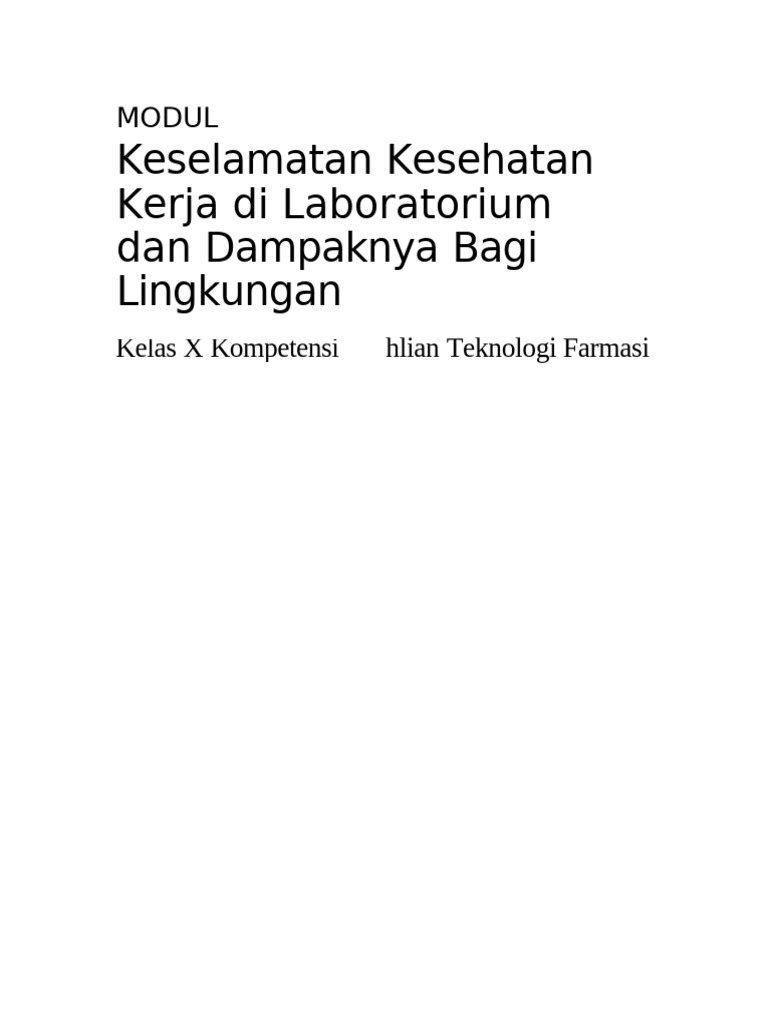 Modul K3 di Laboratorium dan Dampaknya Bagi Lingkungan pdf | PDF