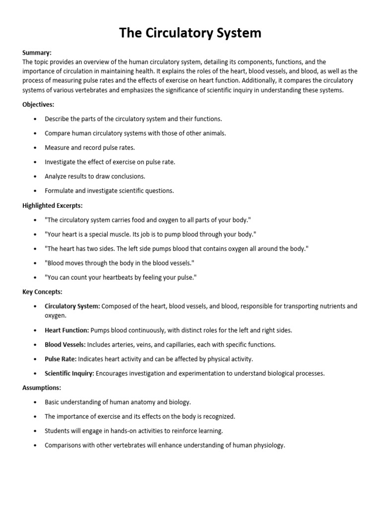 The Circulatory System | PDF