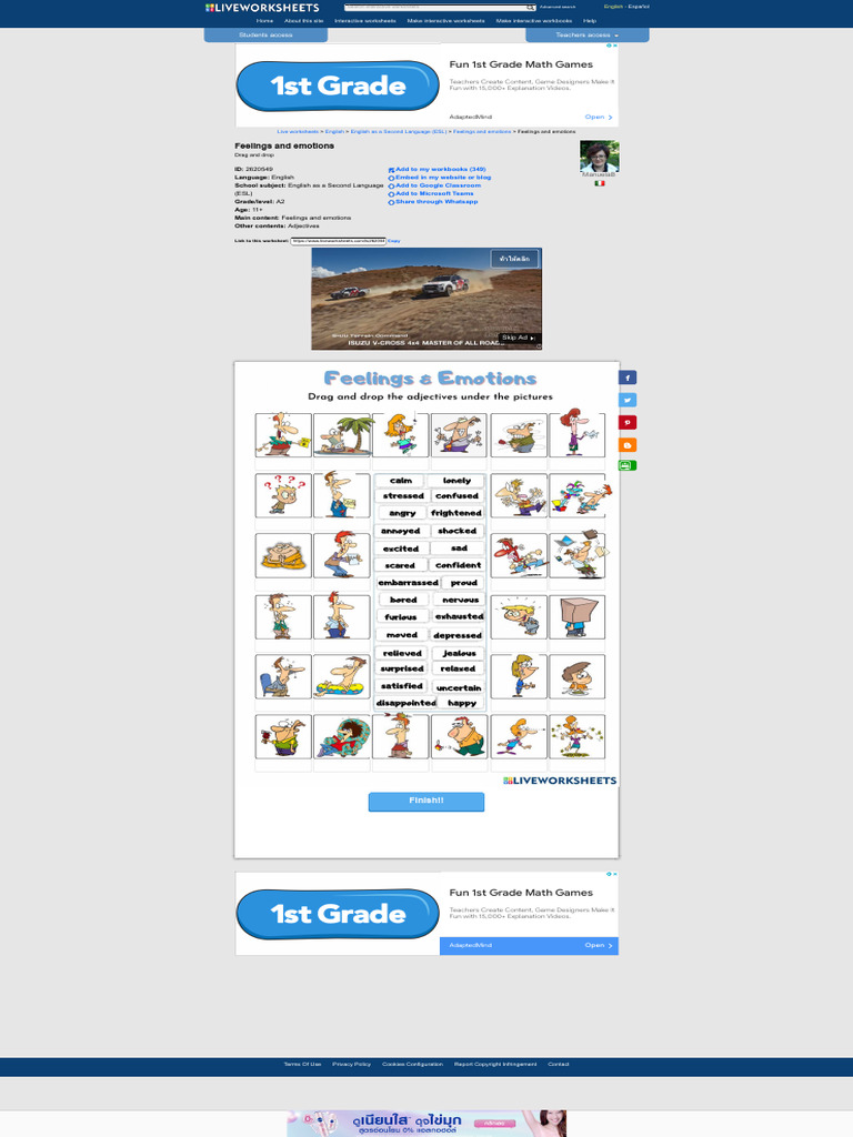 Feelings and Emotions Online Exercise For A2 | PDF