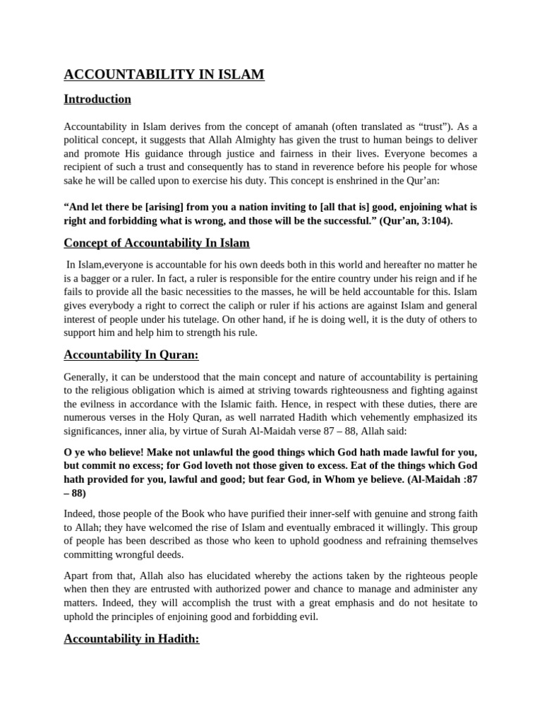 Accountability in Islam: Key Concepts | PDF | God In Islam | Quran