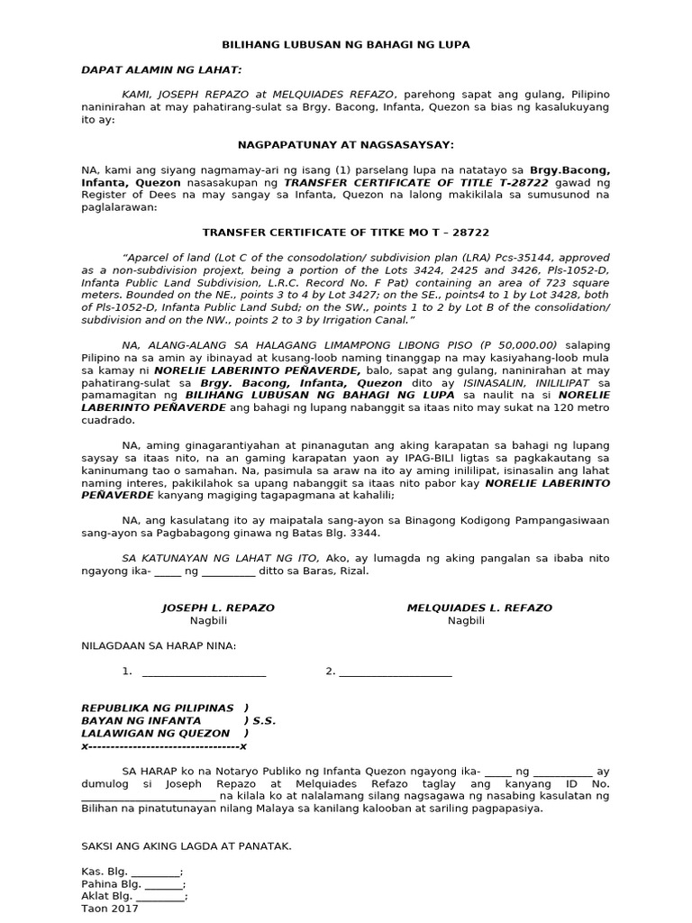 Bilihang Lubusan Ng Bahagi Ng Lupa | PDF Bilihang Lubusan Ng Bahagi Ng Lupa | PDF
