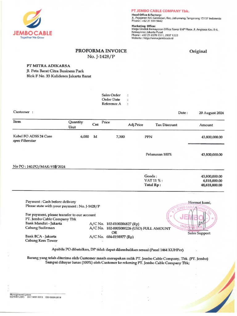 Proforma Po 140 | PDF