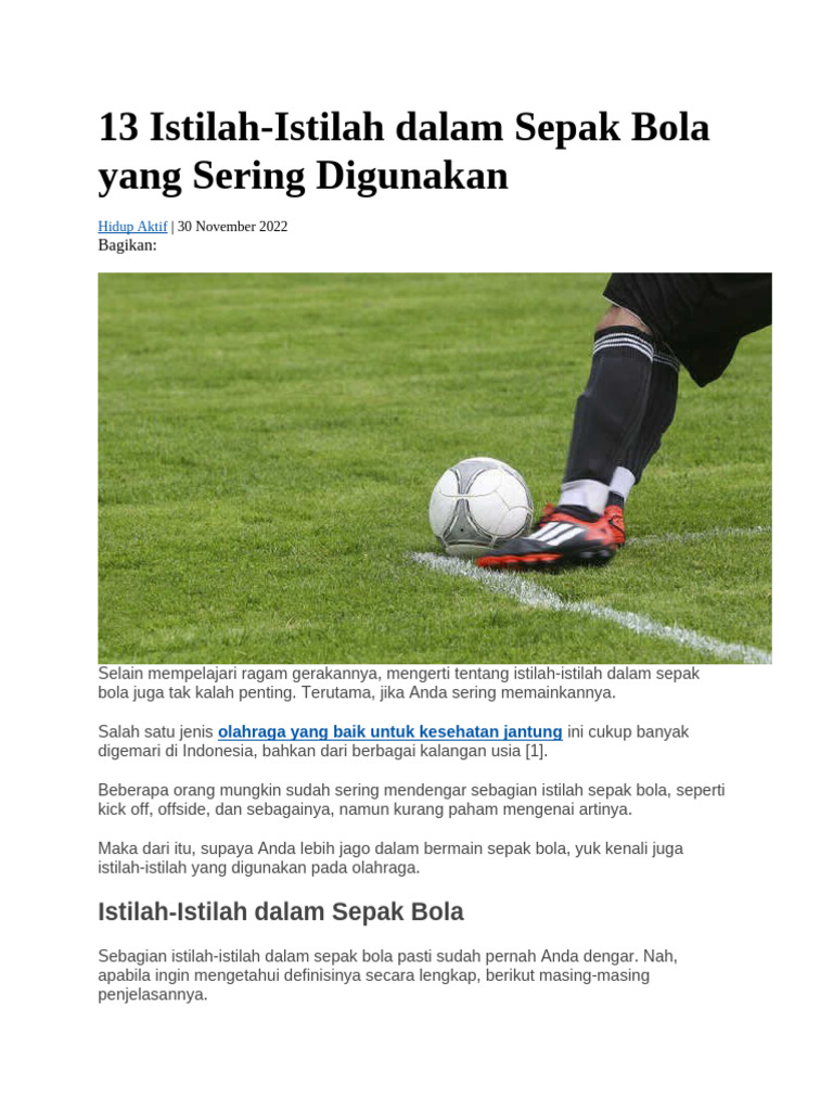 13 Istilah Sepak Bola | PDF