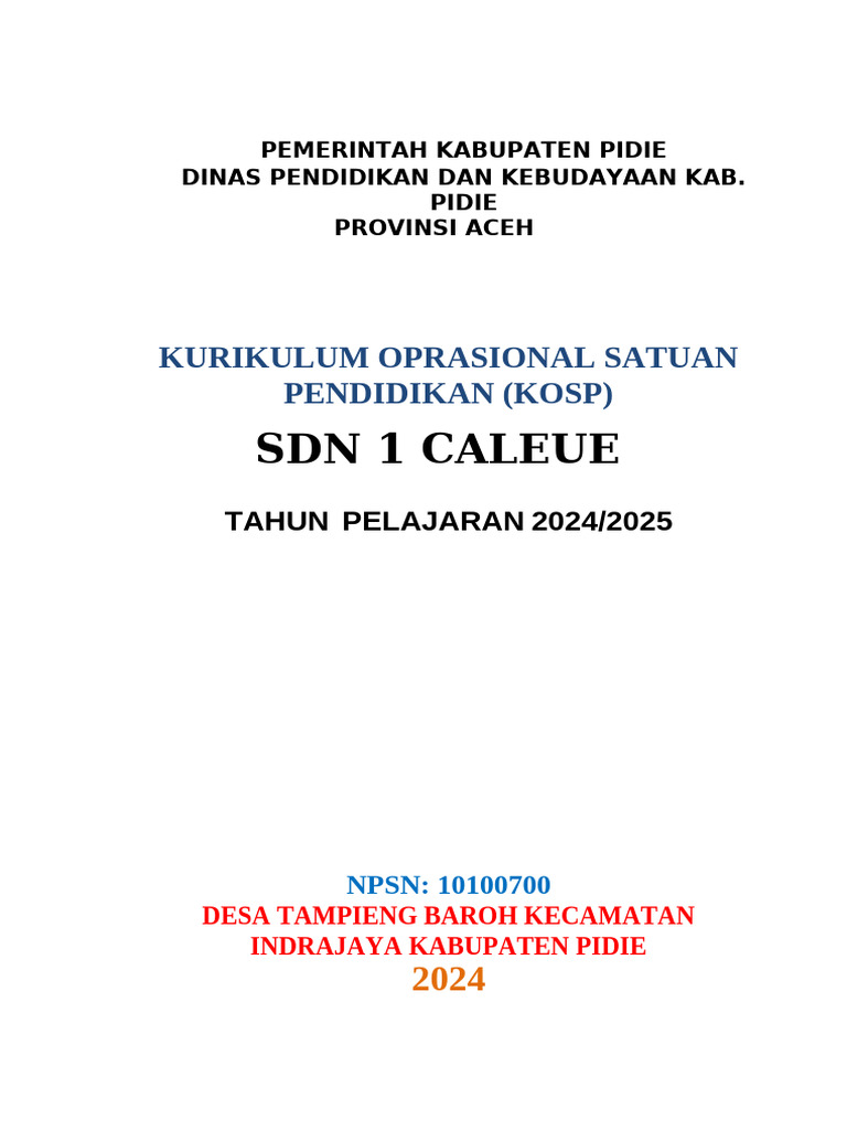 Kosp SDN 1 Caleue 2024 2025 | PDF