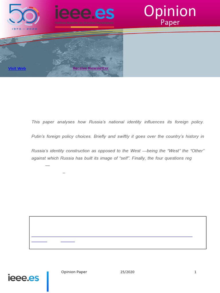Russia's National Identity and Foreign Policy | PDF | Identity (Social ...