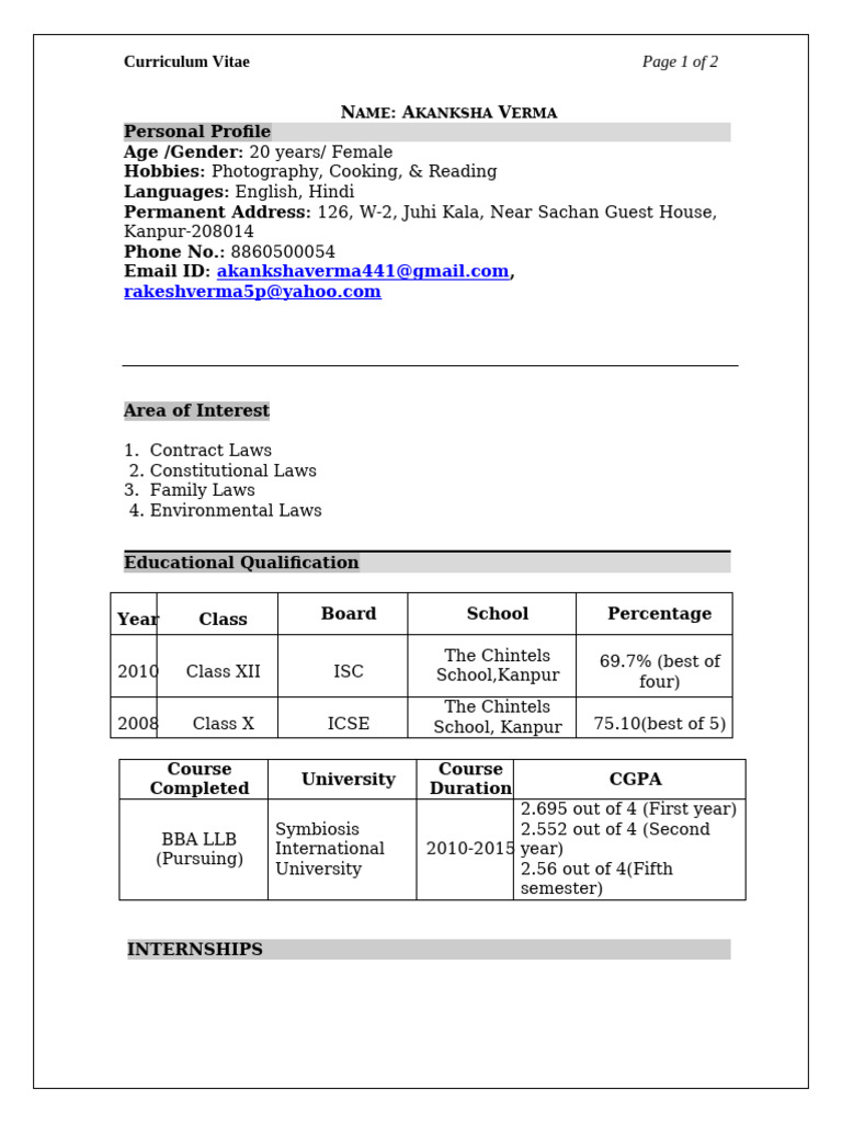 CV Akanksha Verma | PDF