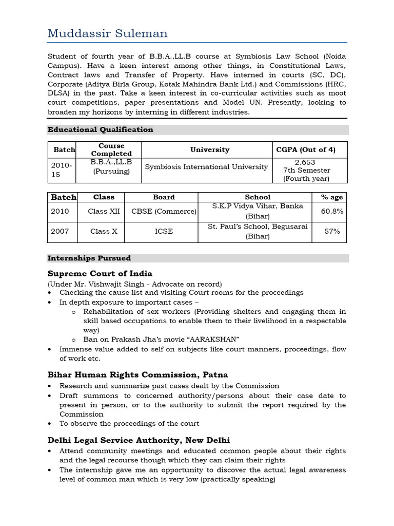 CV Muddassir Suleman | PDF