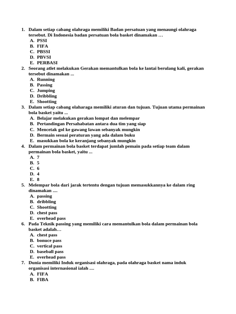 Latihan Soal Pjok Kelas Xi 2023 - 2024 | PDF