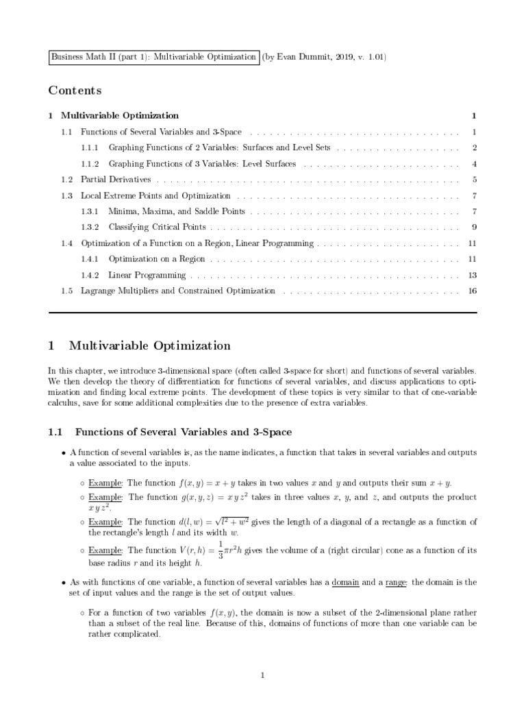 Multi Variable Optimization | PDF