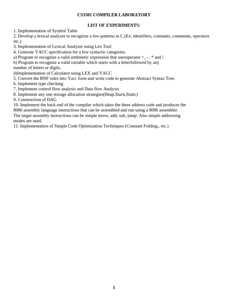 Compiler Lab - Final - Batch I | PDF