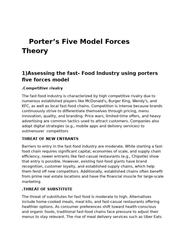 Porter's Five Forces Model | PDF | Fast Food | Business