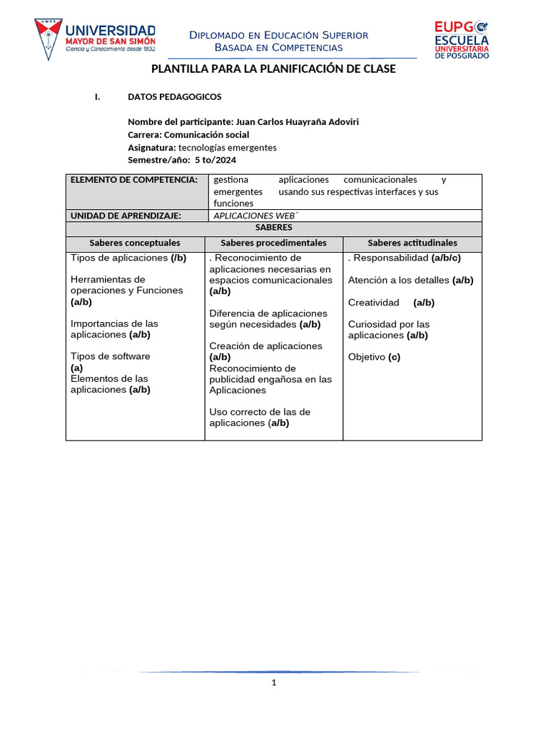 Plantilla Para El Plan de Clase | PDF