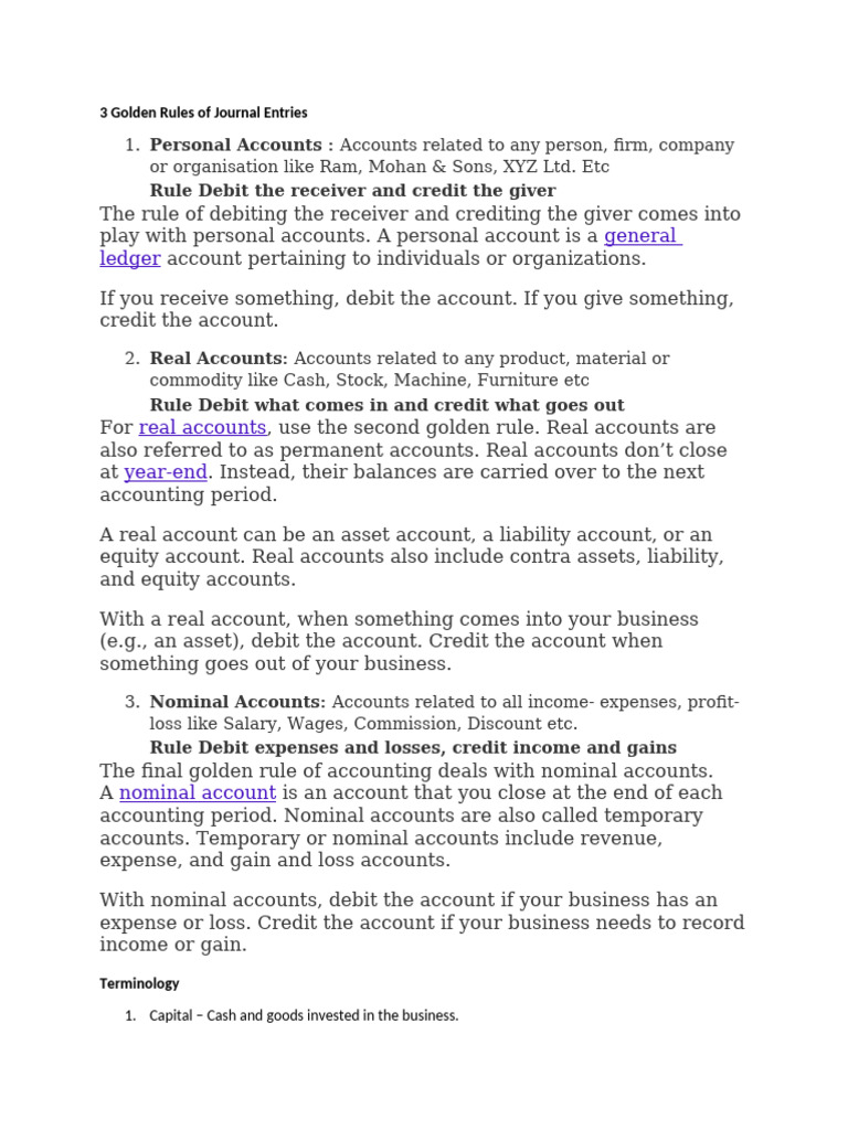 Accounting Basics: The 3 Golden Rules | PDF | Debits And Credits ...