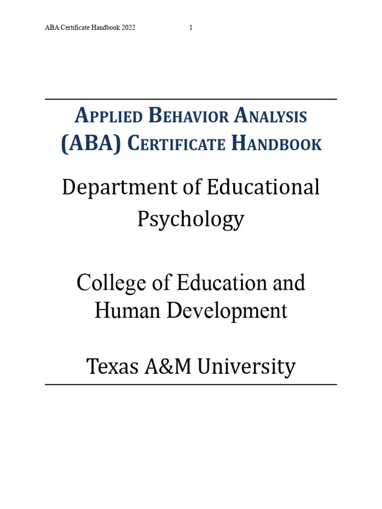 ABA Certificate Handbook 2022 | PDF