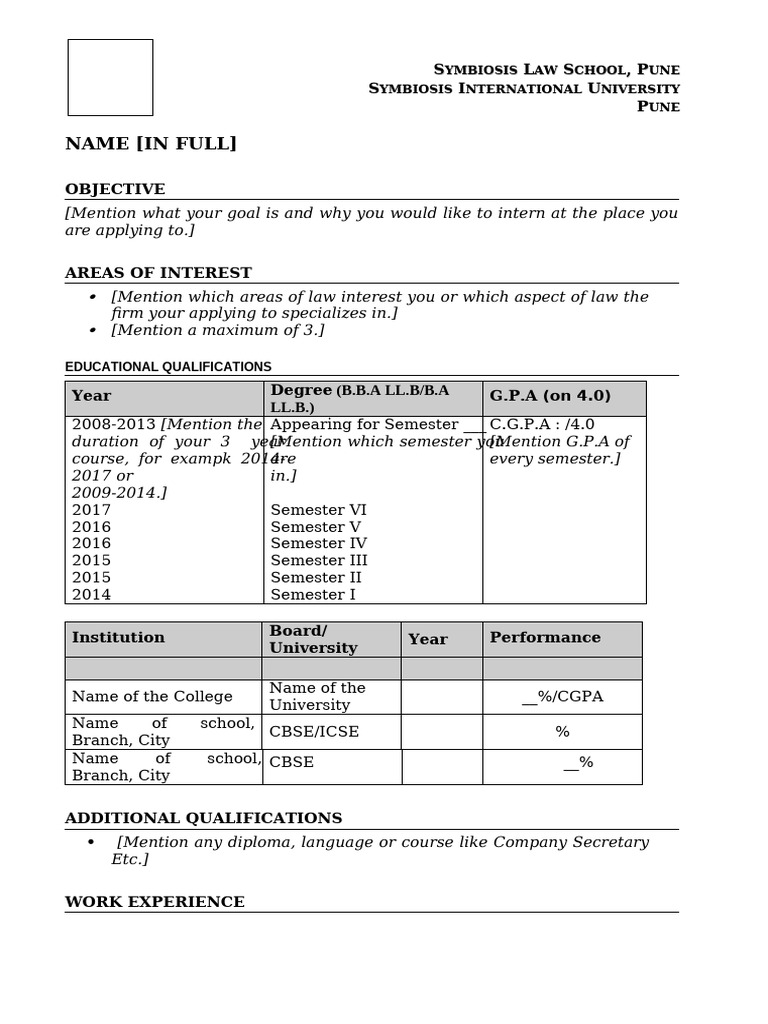 Sls Pune CV Format | PDF