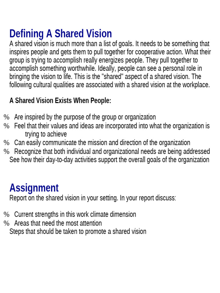 Defining A Shared Vision | PDF