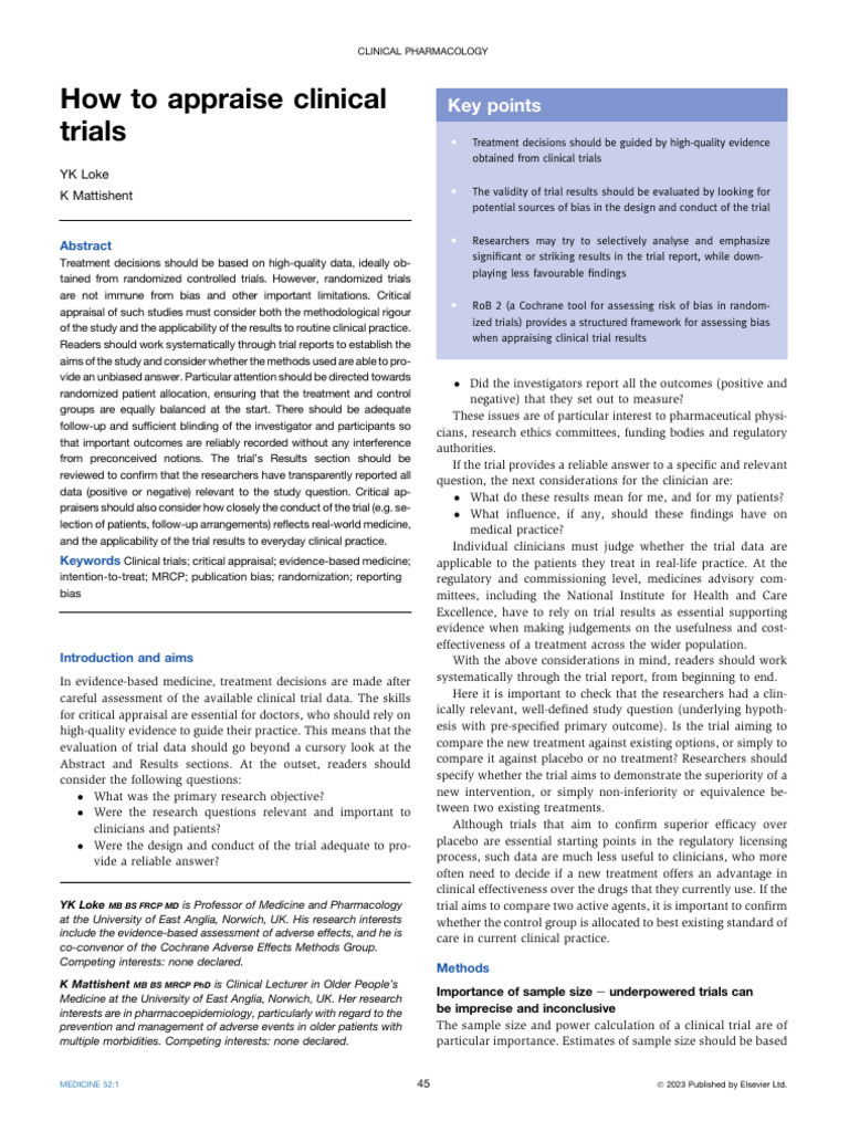 How To Appraise Clinical Trials | PDF