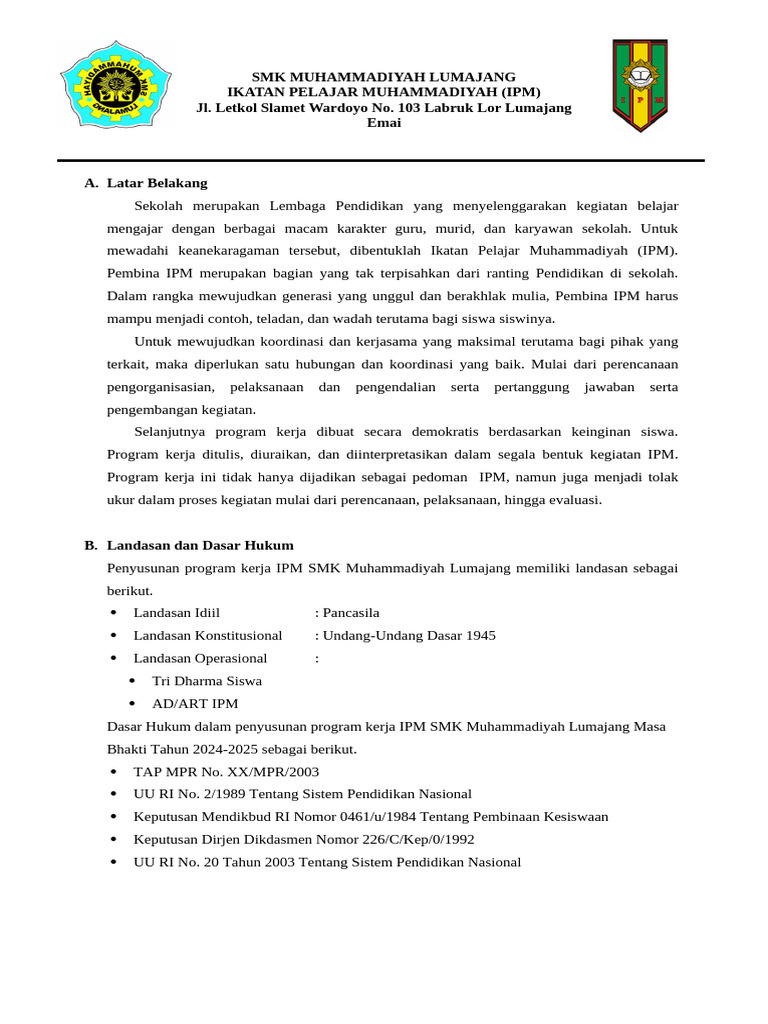 Program Kerja IPM 2024-2025 | PDF