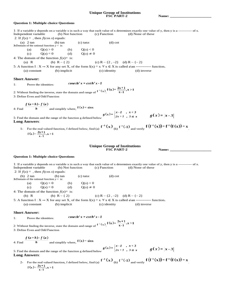 FSC PART 2 Chapter 1.1 1.2 | PDF