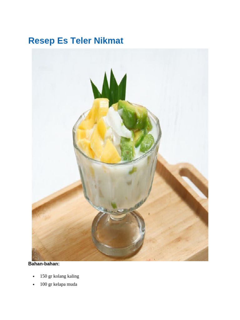 Resep Es Teler Good | PDF