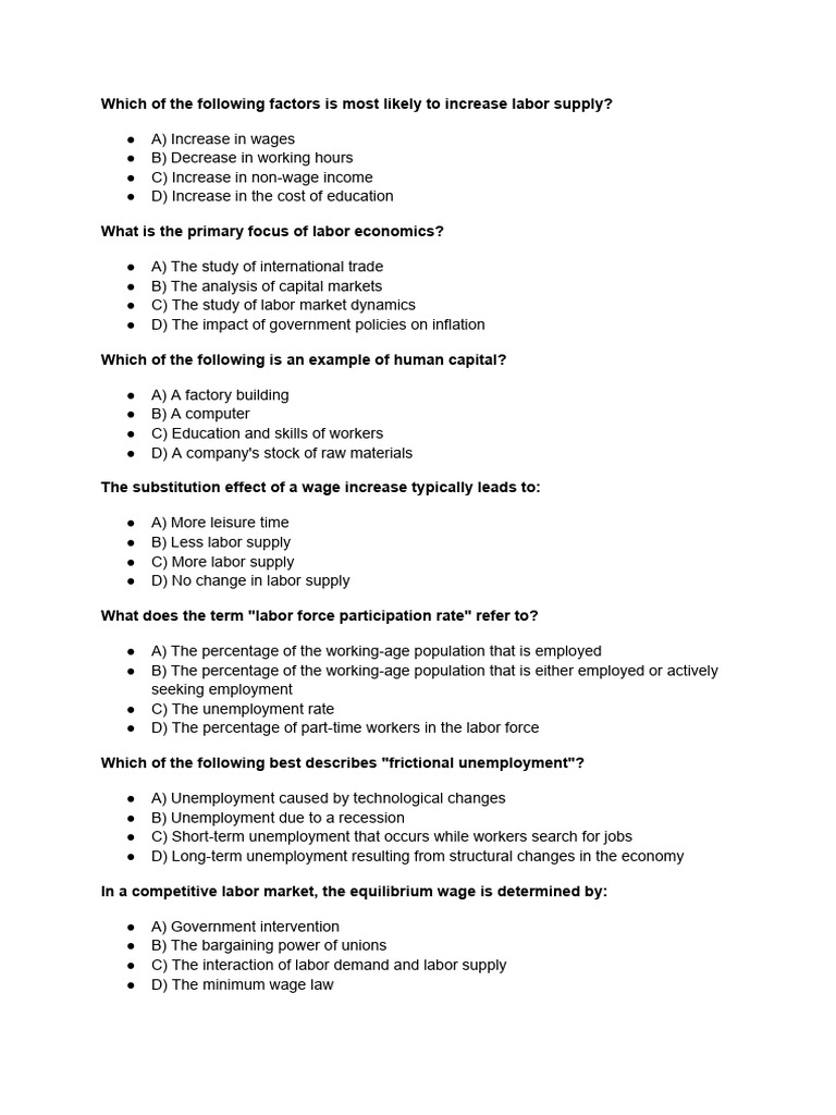 Key Concepts in Labor Economics | PDF | Cost Of Living | Business