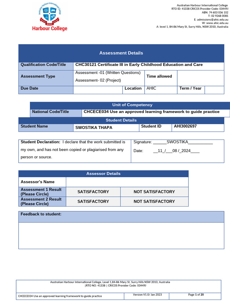 ASSESSMENT 34 TASK 1 | PDF