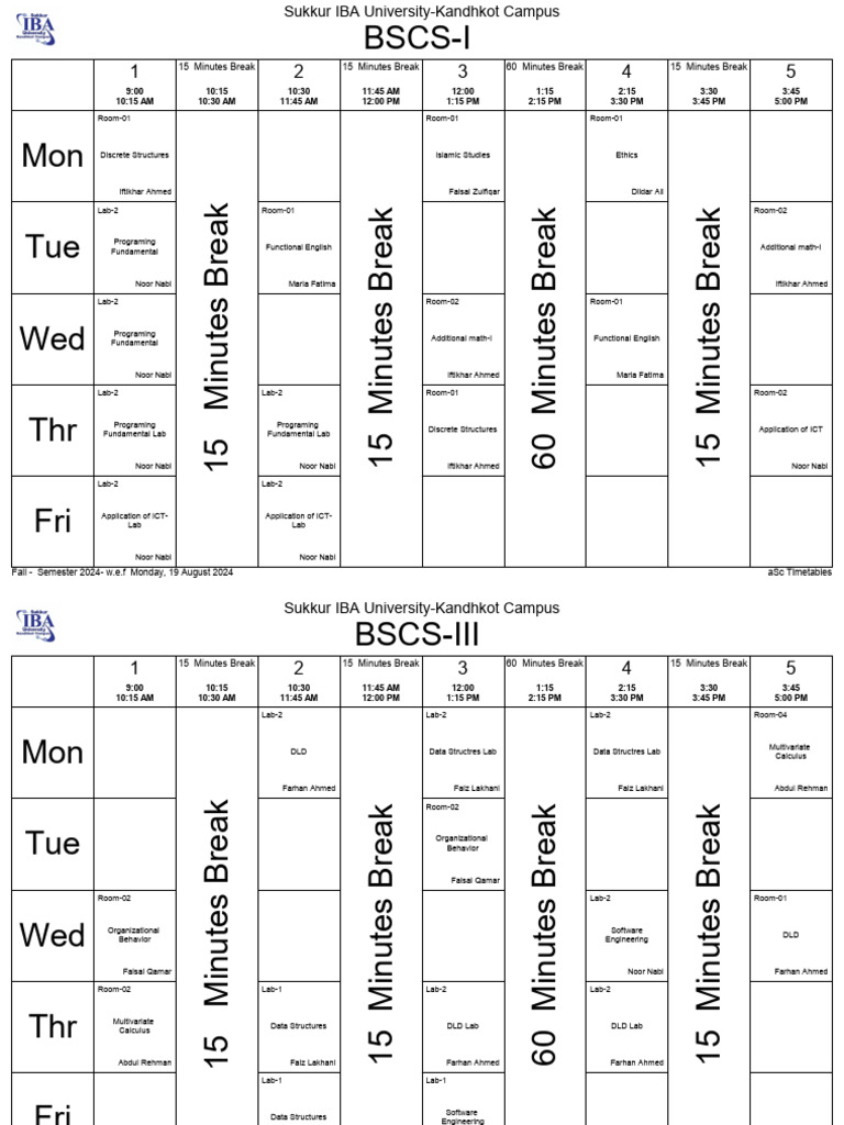 Fall 2024 Time Table - Students-1 | PDF