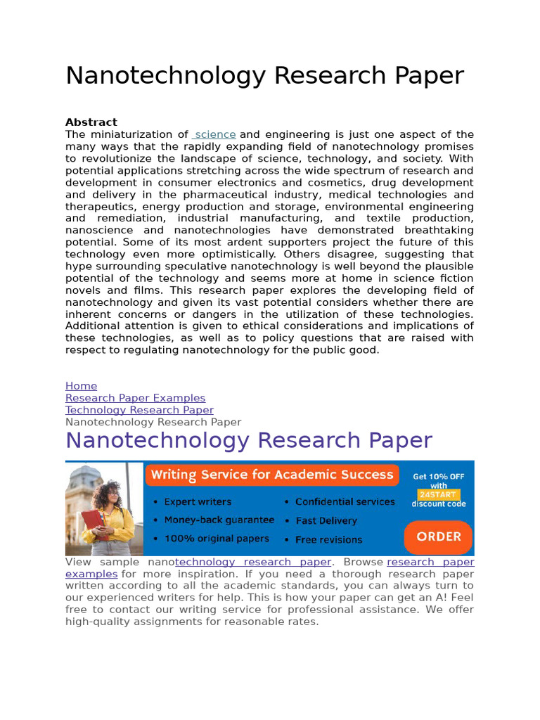 Nanotechnology Research Paper | PDF