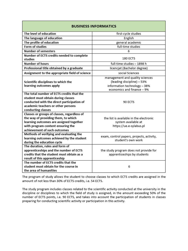 Business Informatics Bachelor's Program | PDF | Information | Science