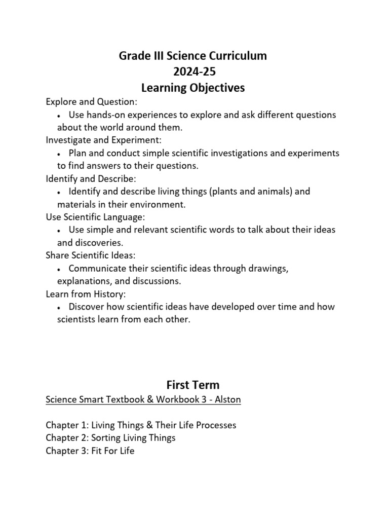 Grade III Science Curriculum | PDF