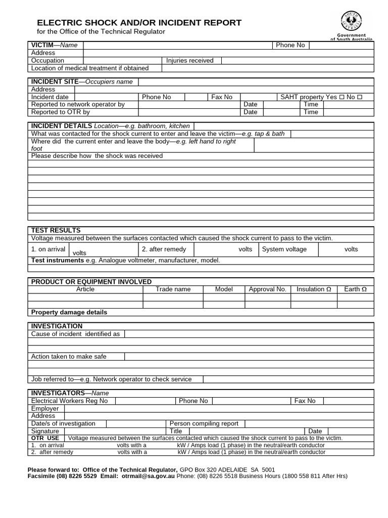 20.6-Electric-Shock-Incident-Report-Form-OTR | PDF