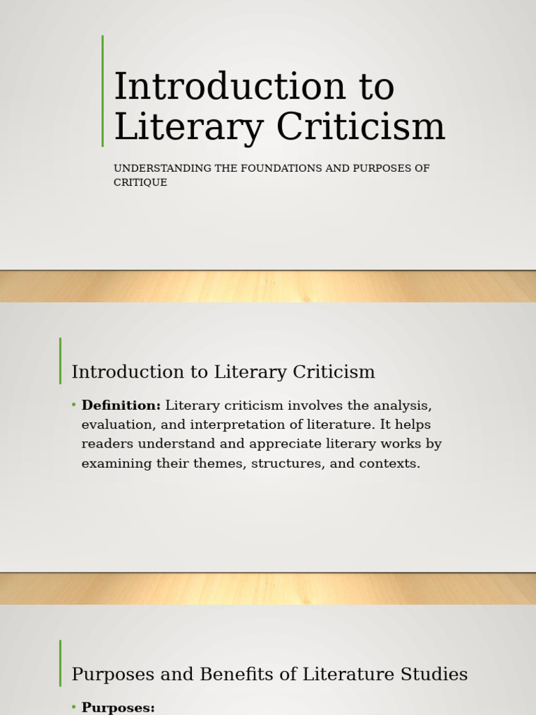 Introduction To Literary Criticism | PDF