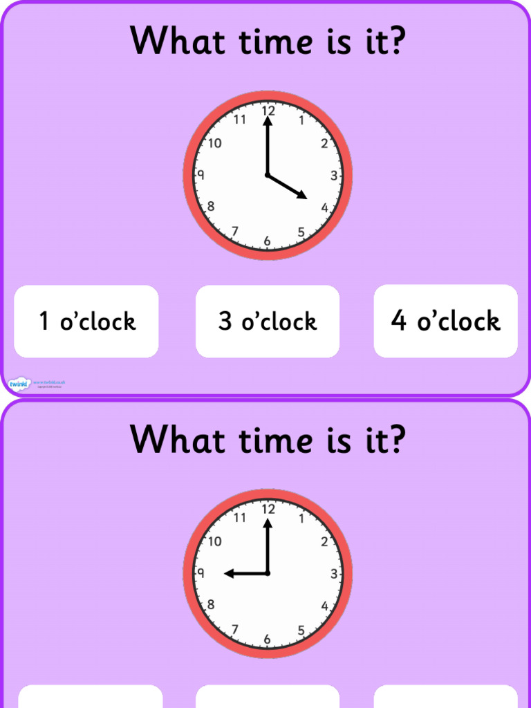 Telling Time (O'clock and Half Hour) | PDF