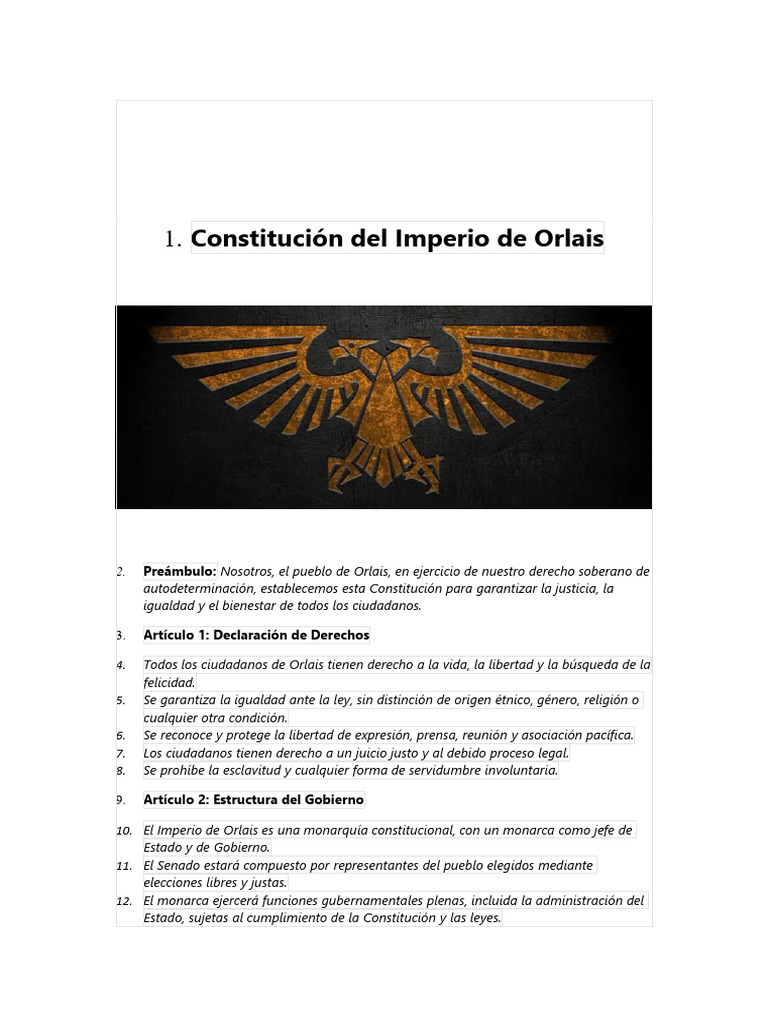 Constitución Del Imperio de Orlais | PDF