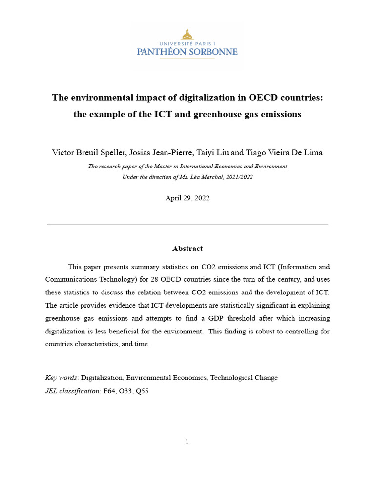 The Environmental Impact of Digitalization in OECD Countries: The Example of The ICT and ...