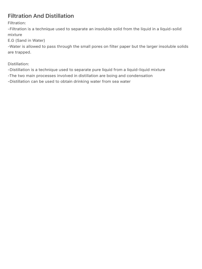 Filtration and Distillation | PDF