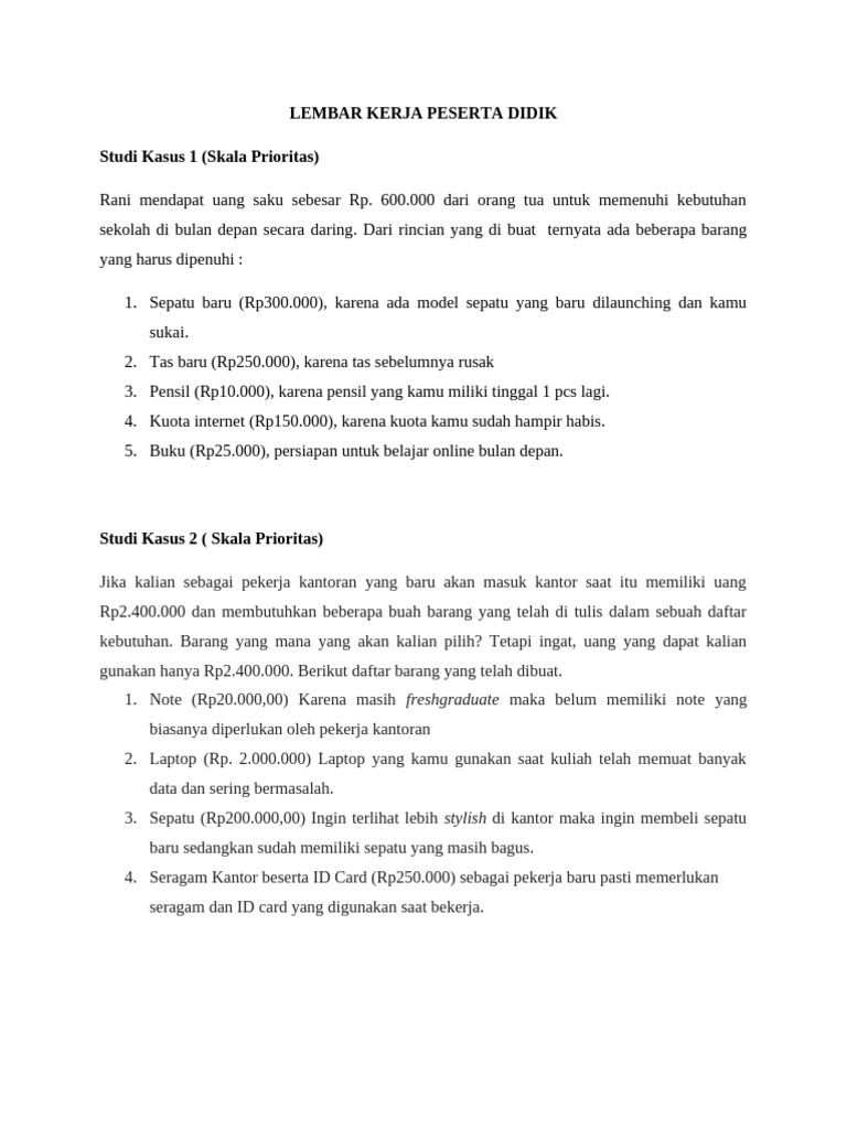 LKPD Skala Prioritas | PDF