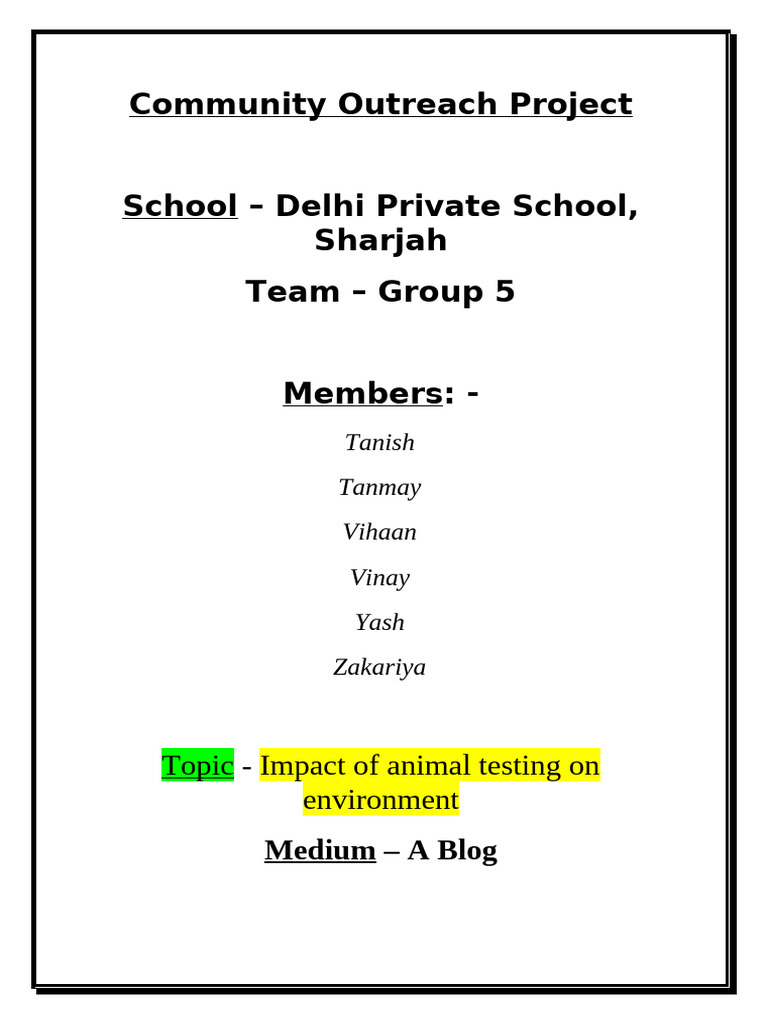 Community Outreach Project | PDF