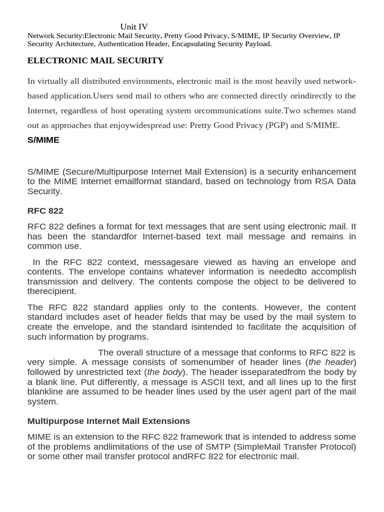 Unit IV Network Security | PDF