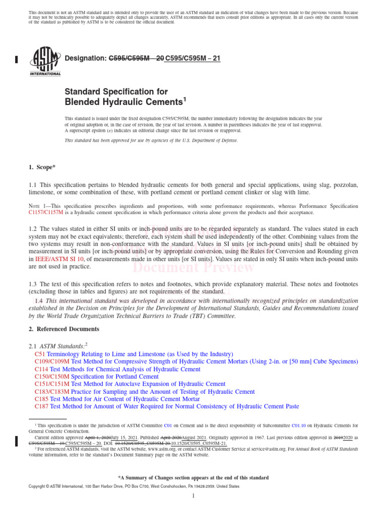 Astm C595 C595M 21 | PDF