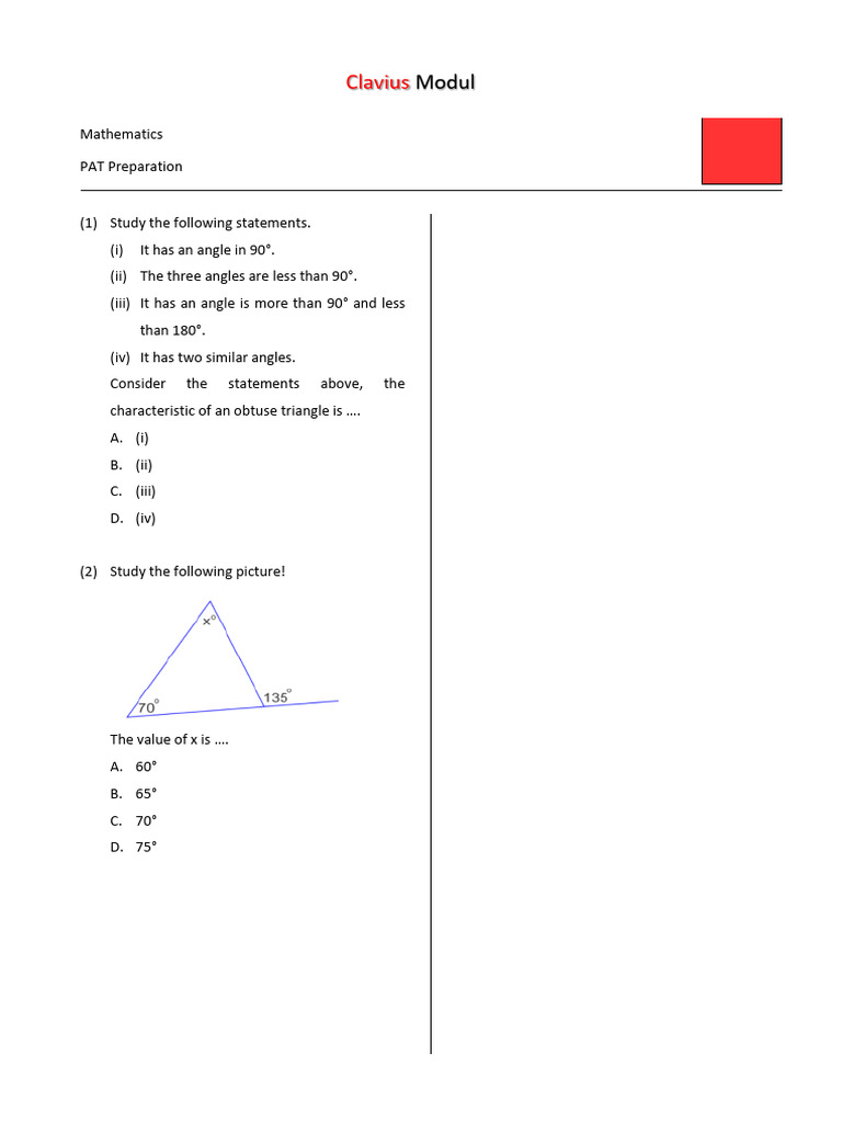 Persiapan PAT-Math-PGS-2024-B | PDF