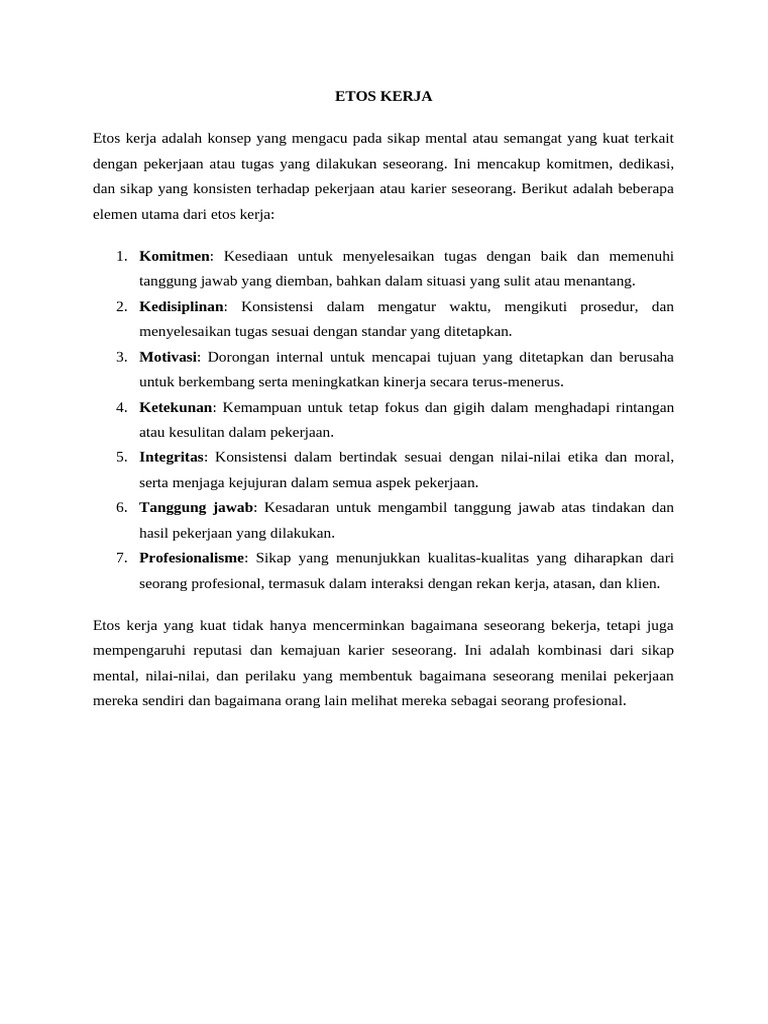 Etos Kerja | PDF