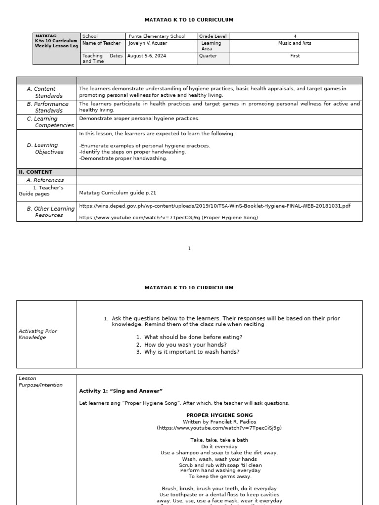 DLL q1w2 Pe&Health | PDF