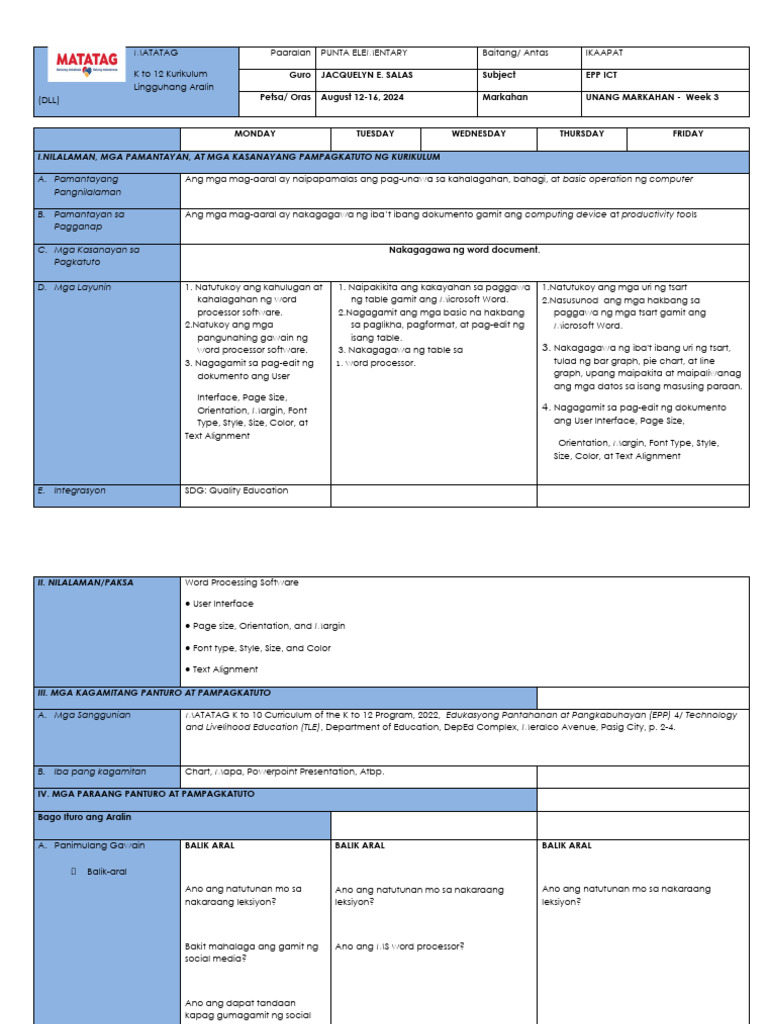 DLL - EPP4 - ICT QTR1 Wk3 | PDF
