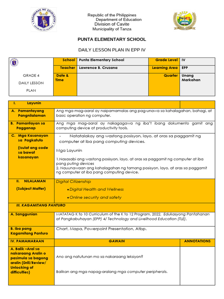 Epp 4 q1 Week 2 Day1 | PDF