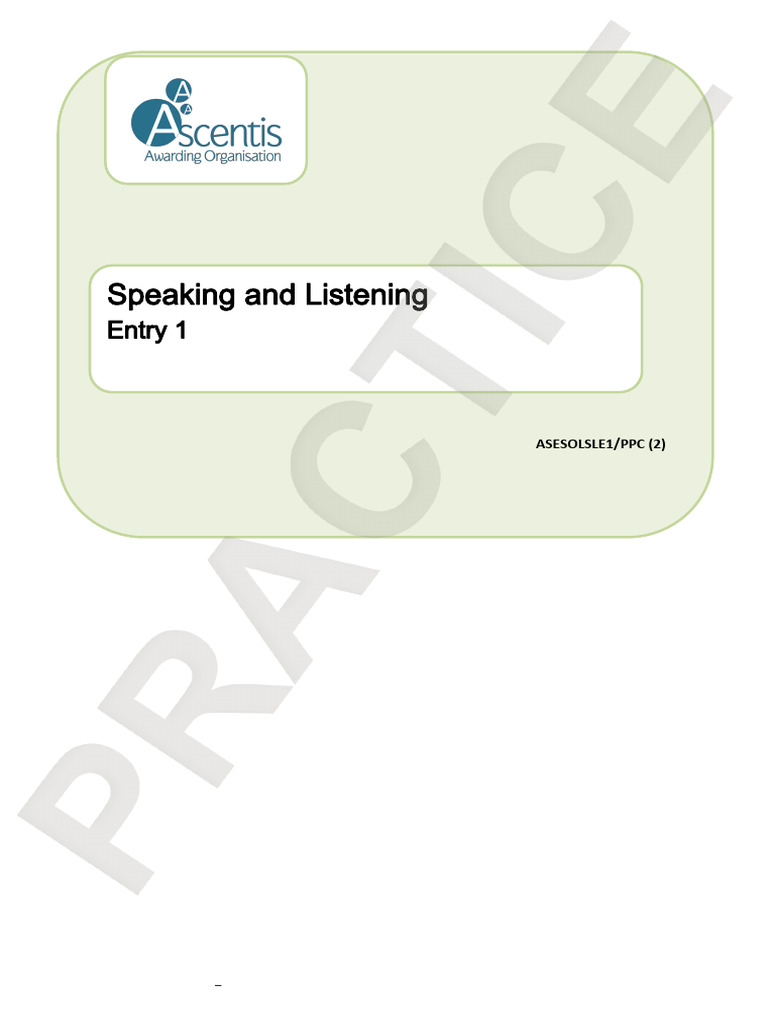 E1 ESOL Speaking & Listening Mark Scheme PPC | PDF