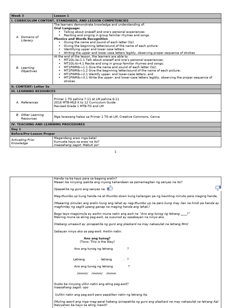 Lesson Plan Week 3 | PDF
