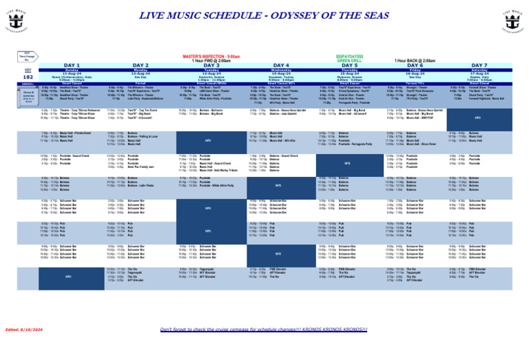 OY Live Music Schedule VOY 182 (Aug - 11 - 2024) | PDF