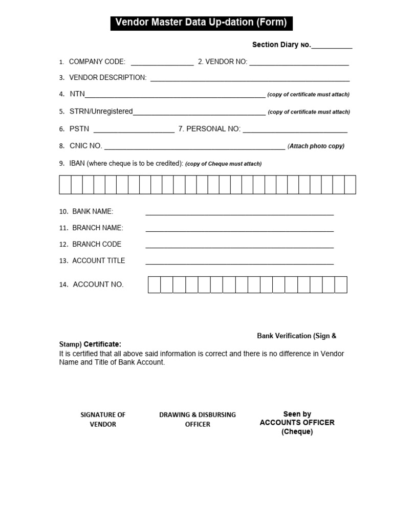 Revised Vendor Form Pdf