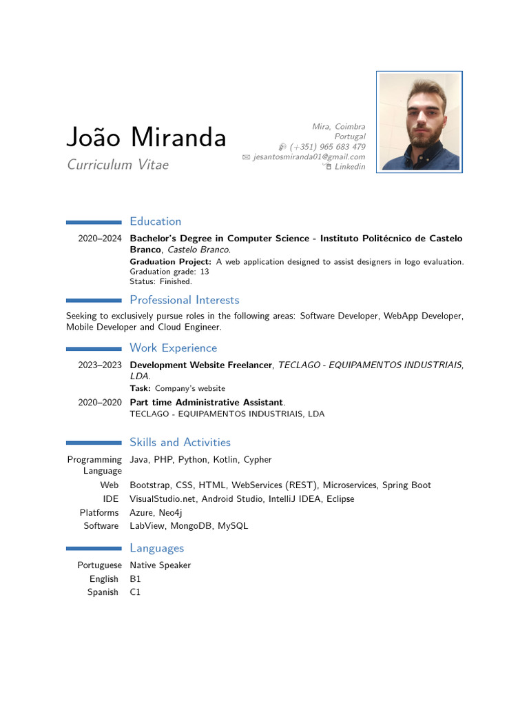 Joao Miranda Curriculum Vitae | PDF
